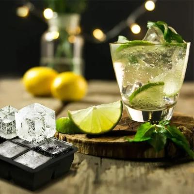 China 4 6 8 Cavity Silicone Ice Tray Mold Large Square Shape Easy Release Ice Cube Tray for sale