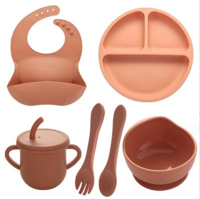 China Silicone Feeding Set Food Grade Baby Silicone Tableware Set for Toddler Children Dining for sale
