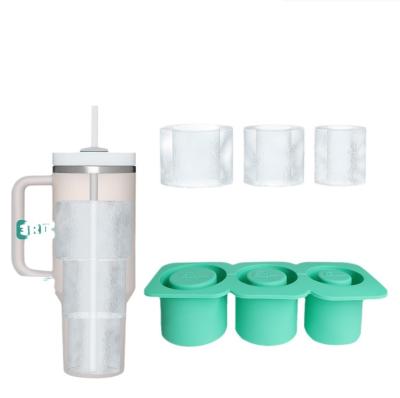 China Ice Cream Tools 2024 Silicone Cylinder Ice Mold with Lid and Bin for Freezer Ice Cube Tray for sale