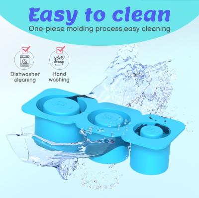 China Ice Cream Tools 2024 Silicone Cylinder Ice Mold with Lid and Bin for Freezer Ice Cube Tray for sale