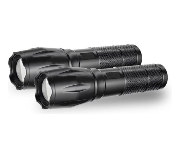 Quality Military flashlight - Flashlight Led - 1000m - Aluminum - 2 pack - Black for sale
