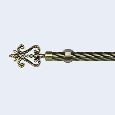 China Anti-Brass Beaded Flower Finial 28mm 3m Twisted Curtain Pipe With Single Bracket for sale
