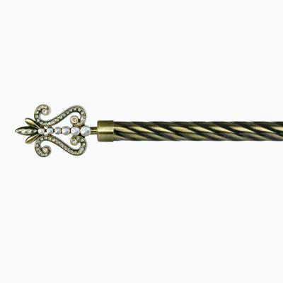 China 28MM Anti-Brass Diamond Finial Home Window Decoration Twisted Rod 6m Iron Material Curtain Rod Set for sale