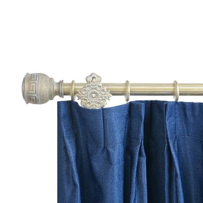 China Retro Color Grooved Pipe Curtain Rods With Stereo Resin Finials for sale