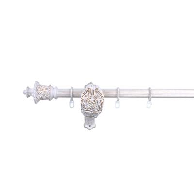 China Weißgold-Farbeisen Rod mit Stereoharz Finials und neuen Entwurfs-Klammern für Innendekor zu verkaufen