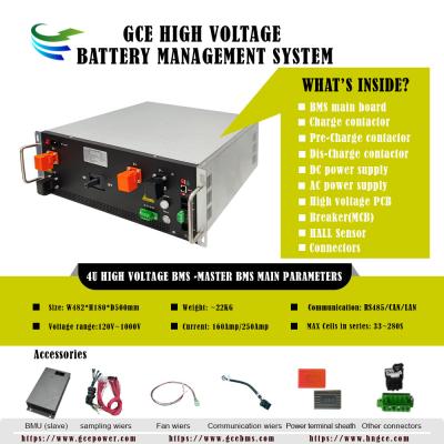 China GCE Alta Tensão BMS 192S614.4V 250A BMS de Lítio Lifepo4 Sistema de Gestão de Baterias para Lituânia Bateria do UPS Solar BESS for sale