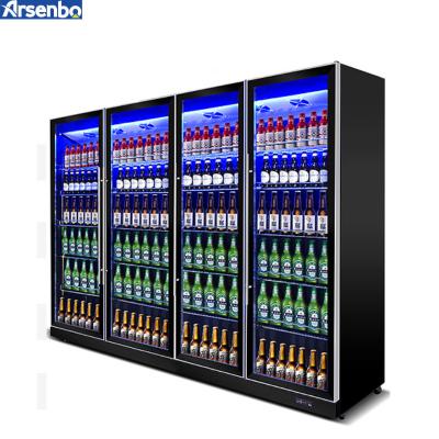 Cina Frigorifero verticale dell'esposizione 220V-240V, refrigeratore di vetro dritto multicolore della porta del LED in vendita