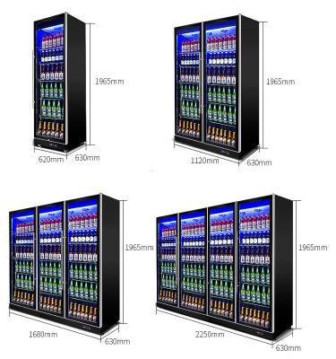 Cina Frigorifero verticale dell'esposizione 220V-240V, refrigeratore di vetro dritto multicolore della porta del LED in vendita