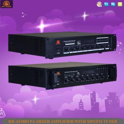China RH-AUDIO Priority Microphone MP3 FM Radio Signal Mixing Amplifier with USB Port for Paging System for sale