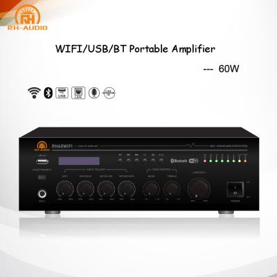 China RH-AUDIO Compact 60W Wifi Signal Amplifier with Mic Paging/Mixing for Home Theater for sale