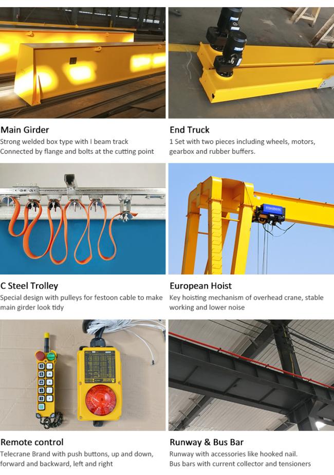 3ton 6 ton 6.2 ton Single Girder Bridge Overhead Crane Concrete Lifting Equipment for Manufacturing Plant