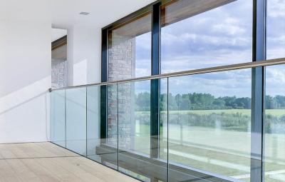 China U Base Channel Glass Railing for Staircase / Deck Intalled Design with Top Rail for sale