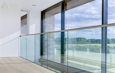 China 12mm Tempered Glass Railing with U Base Channel and Stainless Steel Top Rail for sale