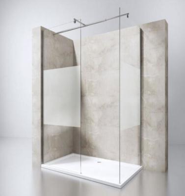 China Easy Installed Frameless Walk in Glass Shower Screen with Stainless Steel Support Bar for sale