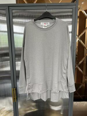 China Grey Long Sleeve Top with Sheer Mesh Back Panel - High Low Hem for sale