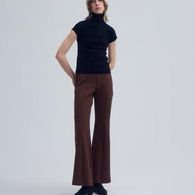 China Slim Fit Flared Trousers in Deep Brown - Office & Casual Wear for sale
