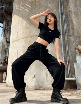 China Soft Knit Wide Leg Drawstring Pants - Dark Green / Cream / Light Green for sale