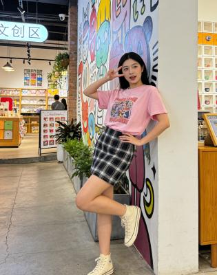 China Edgy Black & White Plaid Mini Skirt - A-Line Fit for Everyday Style for sale