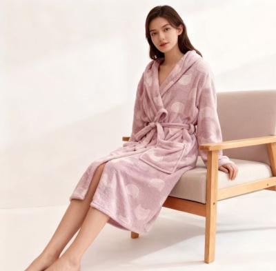 China Cute Cat Pattern Fleece Robe with Belt - Cozy Loungewear for sale