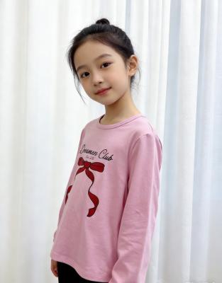 China Kids' Fashion Essential: Pink Bow Print Long Sleeve Tee for sale