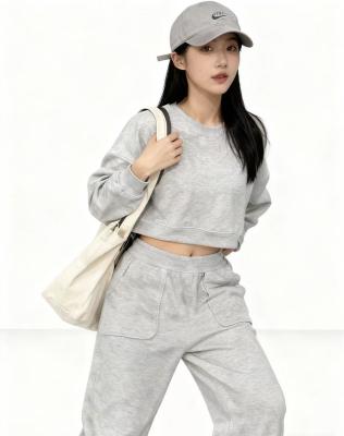 China Women's Light Gray Large Pocket Tapered Jogger Pants for sale