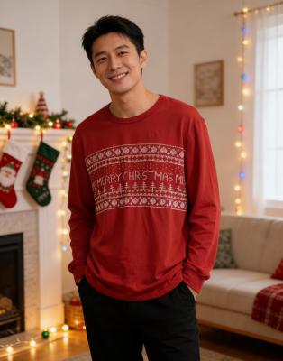 China Men's Christmas Fair Isle Long Sleeve T-Shirt for sale