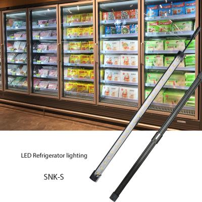 China Fresh Meat Display LED Freezer Light Pink Color Shop Supermarket Cabinet for sale