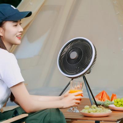 Cina Treppiede ricaricabile da campeggio Ventilatore 1000mAh Batteria Telecomando senza fili con luce a LED in vendita