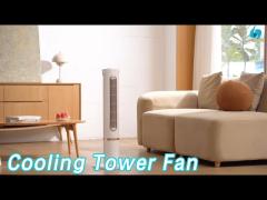 Standing Bladeless Cooling Tower Fan Auto Rotate With 10000mAh Battery