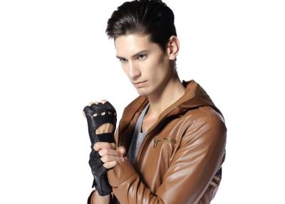 Cina Guanti di azionamento Fingerless di cuoio neri degli uomini della pelle dei cervi/guanti motociclo del cuoio in vendita