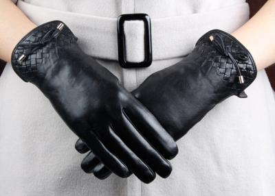 Cina I guanti di cuoio del polsino del touch screen di cuoio di seta delle donne mettono lo stile in cortocircuito di modo per uso caldo dell'inverno in vendita