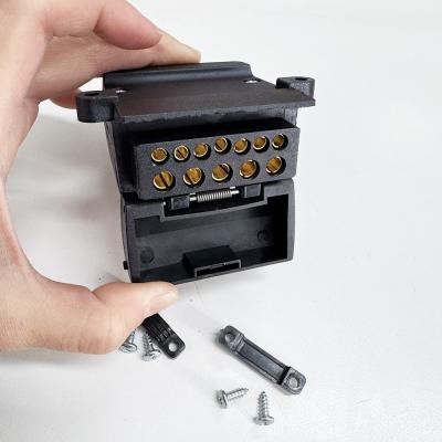 China 12V Car Trailer Adaptor Plug 12 Pin Female Flat Caravan With ABS And Brass Material for sale
