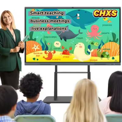 China CHXS 4K Interactive Smart Board 65 75 100 Inch Multi-Touch LED Flat Panel Whiteboard Android Windows OPS for sale