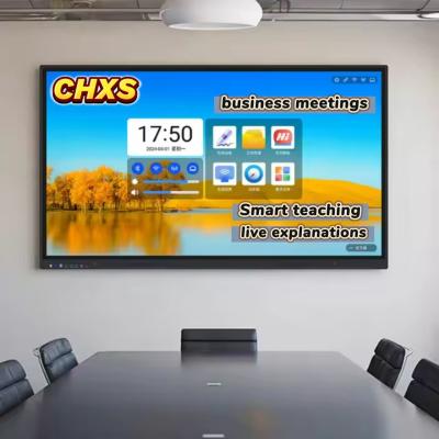 China Dual System Flat Panel Display Meeting Conference Screen Lcd Electronic Digital Smart Finger Multi Touch Interactive Whiteboard for sale