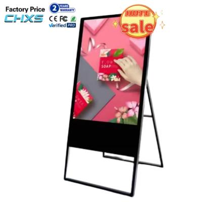 China CH 32 43 55 Electronic Water Sign Foldable Movable Digital Stand LCD Advertising Display Digital Signage and Display Poster for sale