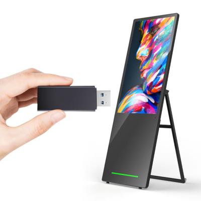 China 55inch Portable Digital a Board Digital Poster Advertising Display Flexible Screen Movable Digital Signage Retail Restaurant Use for sale