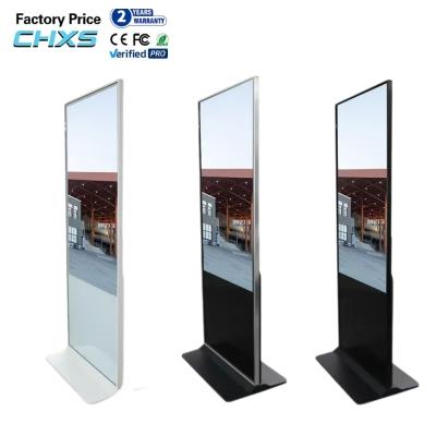 China 55 Inch Windows Android Touch Screen Kiosk Totem Display Advertising Player Ultra Thin Lcd Indoor Floor Standing Digital Signage for sale