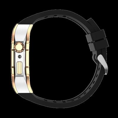 Cina Per la fascia dell'Apple Watch 44mm/45mm Cassa per orologi di lusso in fibra di carbonio, Cassa robusta maschile e braccialetto in gomma fluorina Compatibile A in vendita
