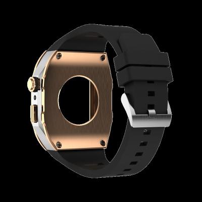 Cina Per la fascia dell'Apple Watch 44mm/45mm Cassa per orologi di lusso in fibra di carbonio, Cassa robusta maschile e braccialetto in gomma fluorina Compatibile A in vendita