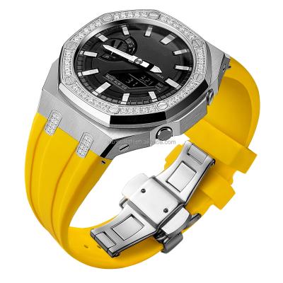 China Relógio Casio Caso modificado Caso de diamante de aço inoxidável Caso de relógio e cinto de silicone à venda