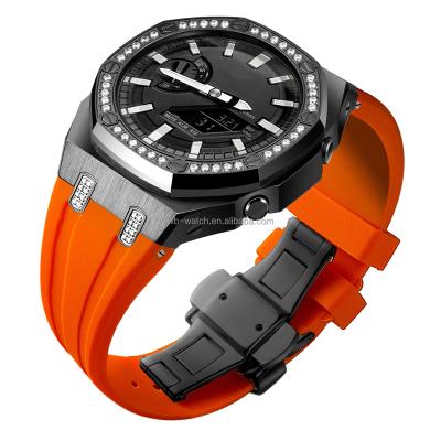 China Relógio Casio Caso modificado Caso de diamante de aço inoxidável Caso de relógio e cinto de silicone à venda