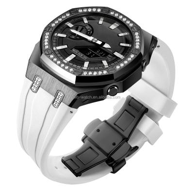 China Relógio Casio Caso modificado Caso de diamante de aço inoxidável Caso de relógio e cinto de silicone à venda