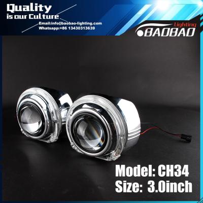 China CH34  3.0inch H1 bixenon hid projector lens light with Single Crystal angel eye for sale