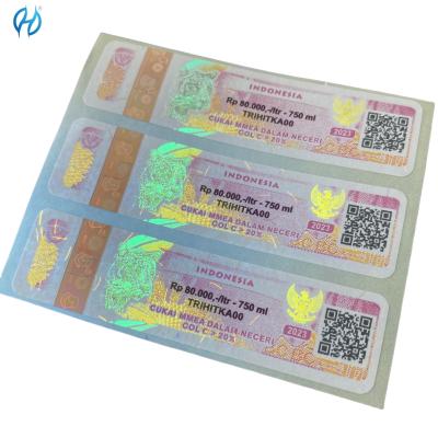 China Security Paper Adhesive Cigarette Tax Stamp Custom CMYK Pantone Color Printing for sale