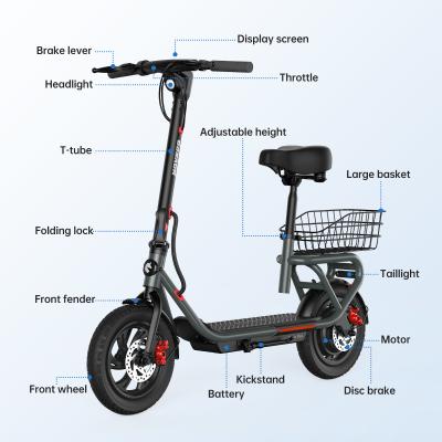 China C10A 12''*2.125 500W Folding Electric Mini Scooter with LCD Front & Rear Brake 36v Foldable Bike Supply Lithium Battery for sale