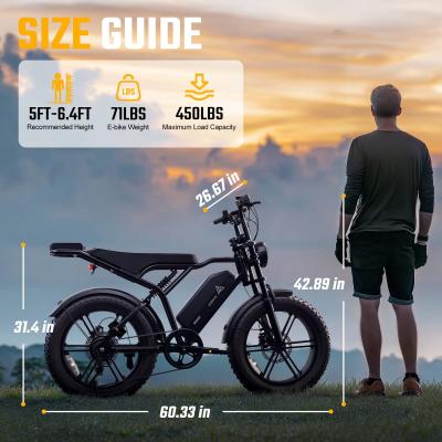 China CE UL Certified UK Stock R002 48V 15A Lithium All Terrain Fat Tire E-Bike Dual Suspension Electric Mountain Bike Rear Hub Motor for sale
