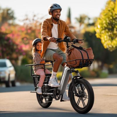 China 20 Inch  Electric Cargo Bike 48V 750W Folding Urban Commuter Ebike for Family Kids Pets Large Rack City Transport for sale