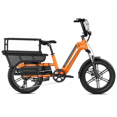 China 2026 EU Stock Hovcart 20inch Cargo E Bike 48V 15AH  Long Tail Cargo Bike Aluminum Frame Electric Bicycle for Urban & Family Use for sale