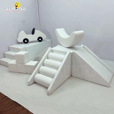 China Kids White Soft Play Equipment Playground Ball Pool Pit With Slide for sale