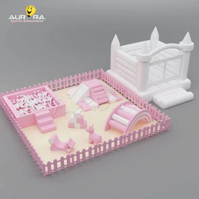 China Indoor Kids Toddler Soft Play Climbing Equipment Pink And White Set For Party for sale